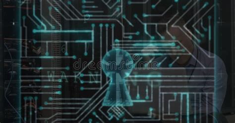 microprocessor connections forming a security padlock against caucasian
