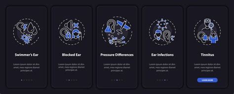 Premium Vector Common Ear Conditions Onboarding Mobile App Page Screen With Concepts