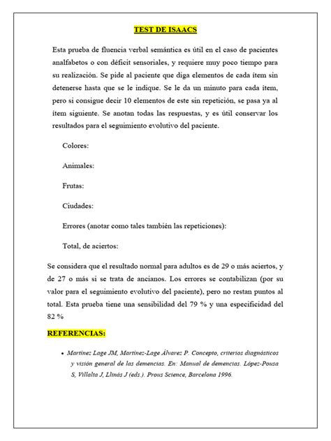 Test De Isaacs Pdf