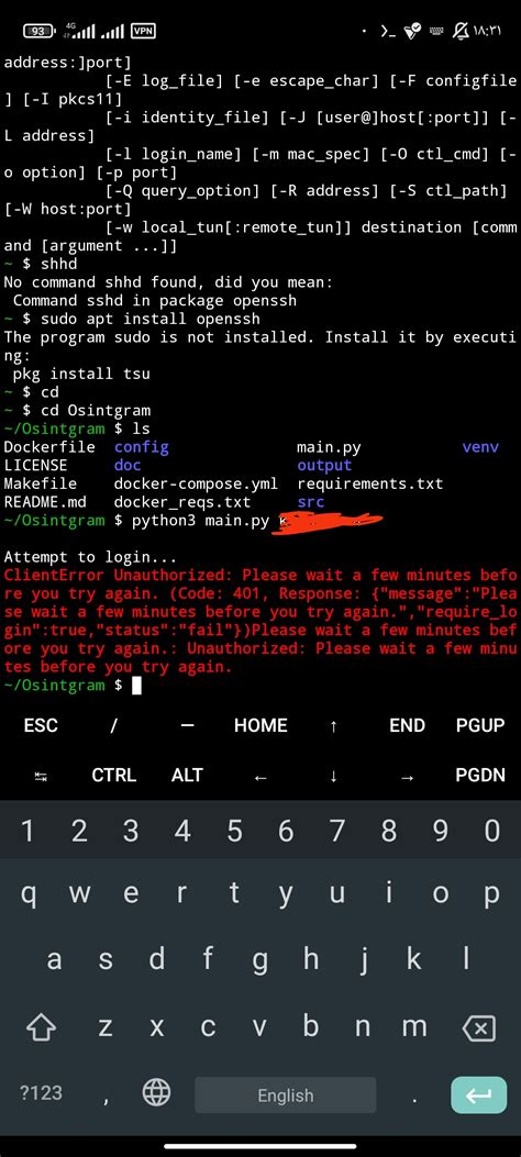 Error Run Osintgram Help Me · Issue 609 · Datalux Osintgram · Github