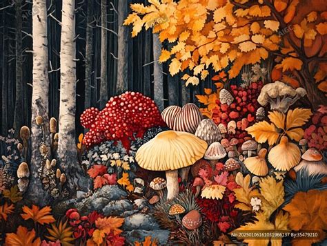 Ai创作图秋天森林画秋天壁纸 菌菇插画设计 梦幻森林立体画 蘑菇包装插画 创意蘑菇图 手绘儿插森林 卡通森林壁画 秋天美景秋天森林画 采蘑菇插画 电脑装饰画秋季森林 蘑菇与艺术 魔法森林插画