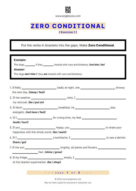 Zero Conditional Exercise 1 ESL Worksheet English Vocabulary