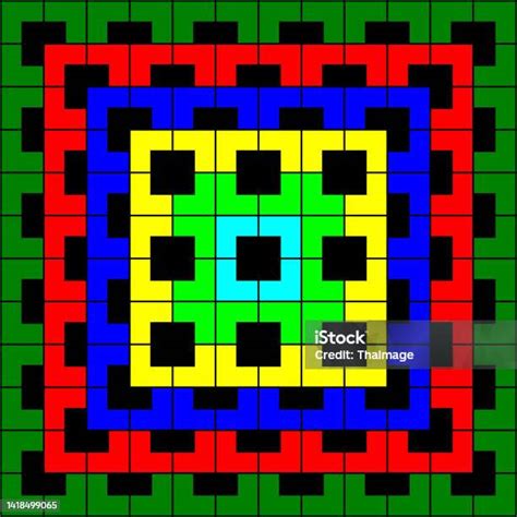 다채로운 꺾쇠 괄호와 사각형 패턴 배경 벡터 세라믹 타일 바닥 타일 지하철 타일 벽 타일 배경 0명에 대한 스톡 벡터 아트 및 기타 이미지 Istock