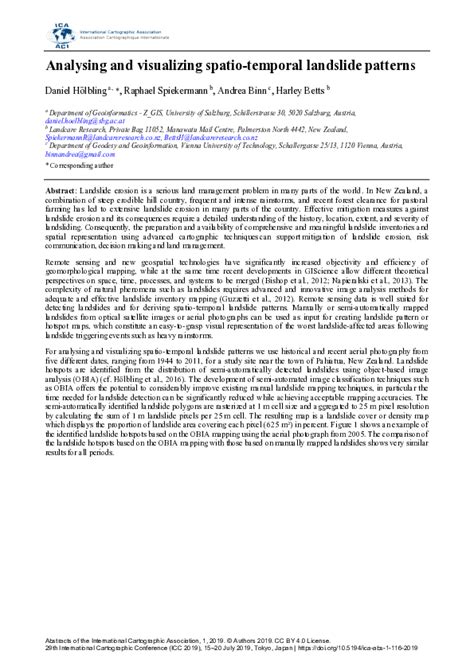 Pdf Analysing And Visualizing Spatio Temporal Landslide Patterns