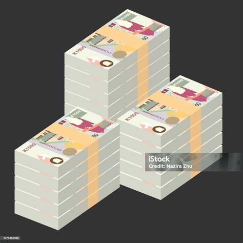 잠비아 콰차 벡터 일러스트 레이 션입니다 짐바브웨 돈 세트 번들 지폐 지폐 1000 Zmw 플랫 스타일 흰색 배경에 격리 심플한 미니멀 디자인 0명에 대한 스톡 벡터 아트