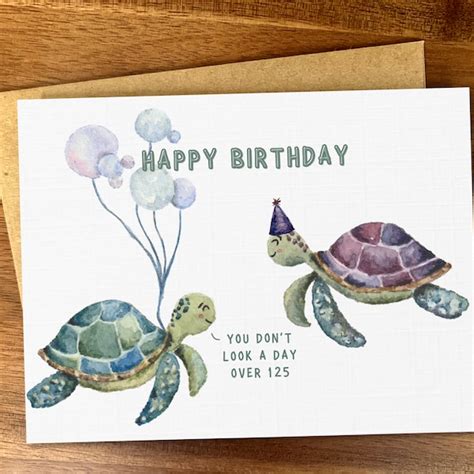 Turtle Birthday Card Etsy