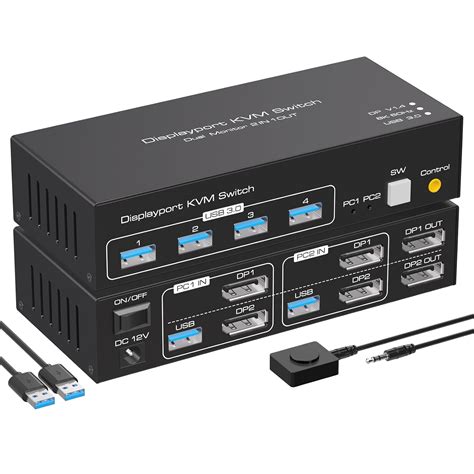Amazon Com DP KVM Switch USB 3 0 Switcher Dual Monitor 8K DisplayPort For 2 Computers Share 2
