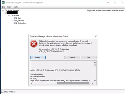 Pme 90 Unhandled Exception Error In Database Manager When Viewing
