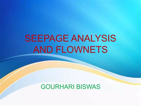 Seepage Analysis And Flownetspdf