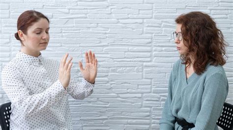 The Psychotherapist Conducts A Hypnosis Session Female Patient Under Hypnosis Stock Image