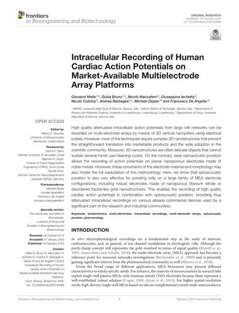 Pdf Intracellular Recording Of Human Cardiac Action Potentials On