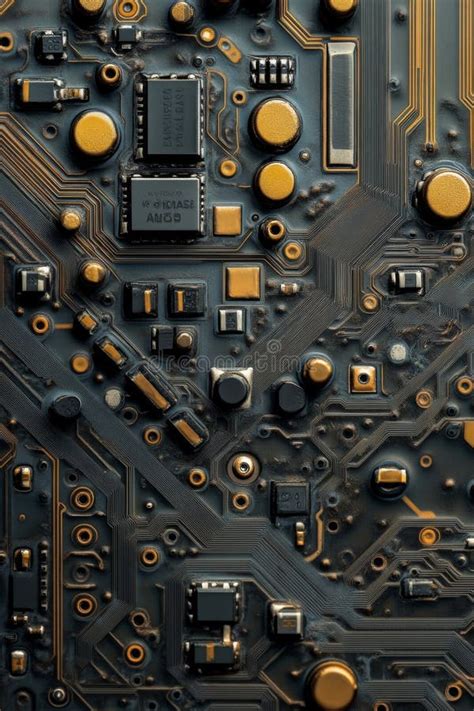 Complex Circuit Board Close Up View Stock Illustration Illustration