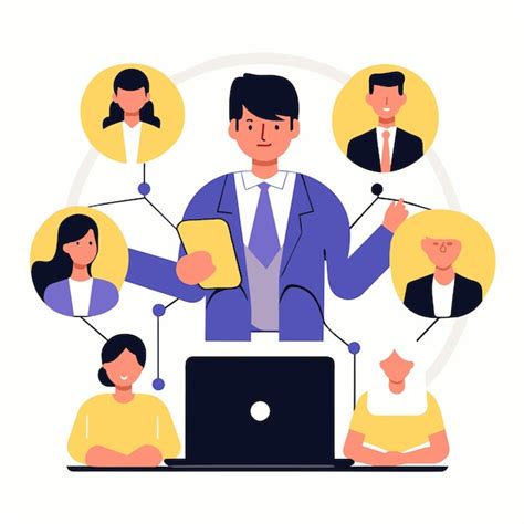 A Man In A Suit With A Man Working At A Computer Business Illustration Premium Ai Generated Vector