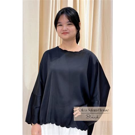 Emray Azlea Sulam Blouse Black Tiktok Shop Singapore