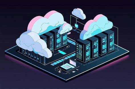 Cloud Synchronization Storage Isometric Illustration Network Infrastructure Premium Ai