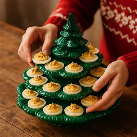 Ceramic Christmas Tree Deviled Egg Holder