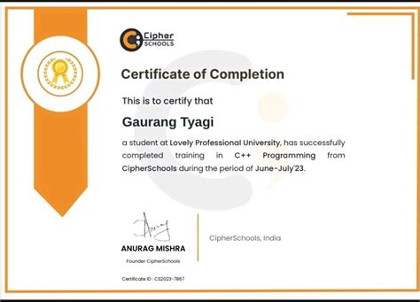 Gaurang Tyagi On Linkedin Cplusplus Certification Codingjourney