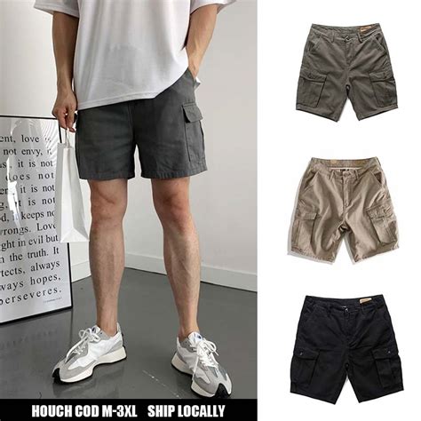 Houch พร้อมส่ง Cod กางเกงขาสั้นลำลองผู้ชาย ขากว้าง แบบหลวม ลำลอง กีฬา Shopee Thailand