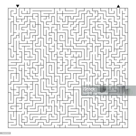 어려운 사각형 미로 아이들을위한 게임 어린이와 성인을위한 퍼즐 입구 1개 출구 1개 미로 수수께끼 흰색 배경에 격리된 플랫 벡터 그림입니다 0명에 대한 스톡 벡터 아트 및
