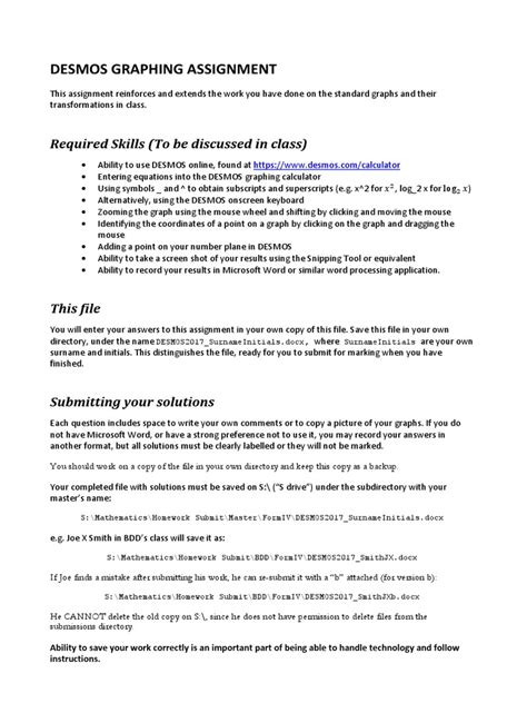 Desmos Graphing Assignment Pdf Asymptote Zero Of A Function