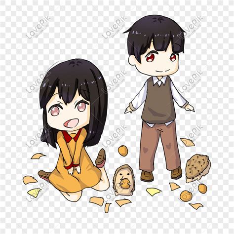 가을 소년과 소녀 귀여운 만화 그림 Png 일러스트 무료 다운로드 Lovepik