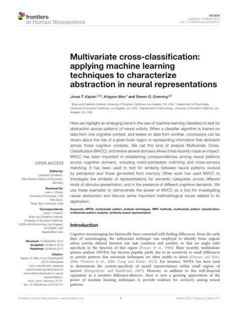 Pdf Multivariate Cross Classification Applying Machine Learning Techniques To Characterize