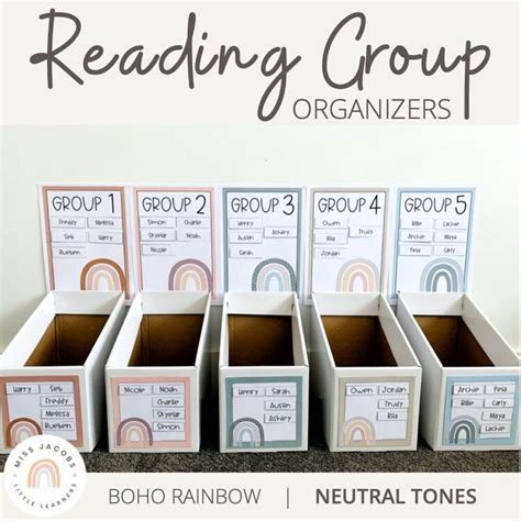 Modern Boho Rainbow Reading Groups Posters And Labels Neutral