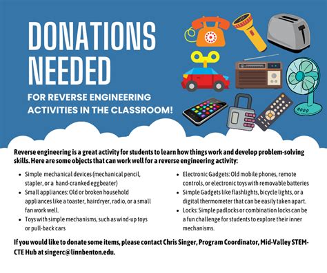 Reverse Engineering Program Seeks Materials Donations Mid Valley Stem Cte Hub