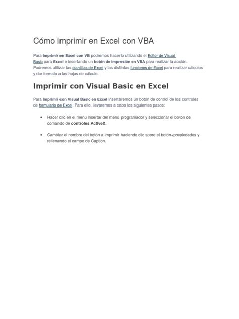 Cómo Imprimir En Excel Con Vba Pdf Macro Informática Microsoft