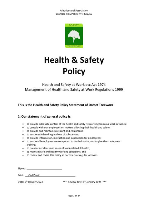 Weymouth Tree Surgeon Policy And Certificate