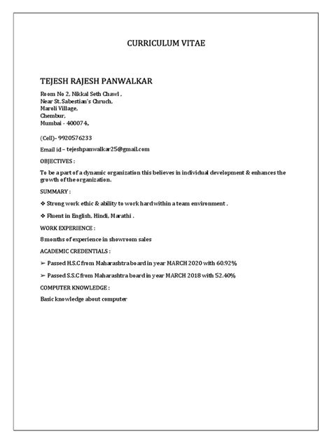 Tejas Resume Pdf