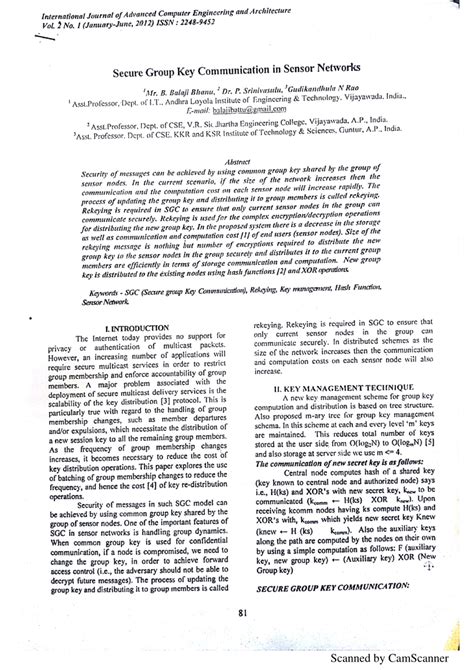 Pdf Secure Group Key Communication In Sensor Networks