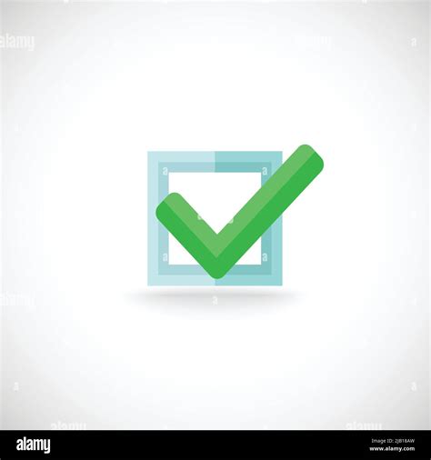 Decorative Blue Square Contour Checkbox Green Color Tick Approval Confirmation Chek Mark