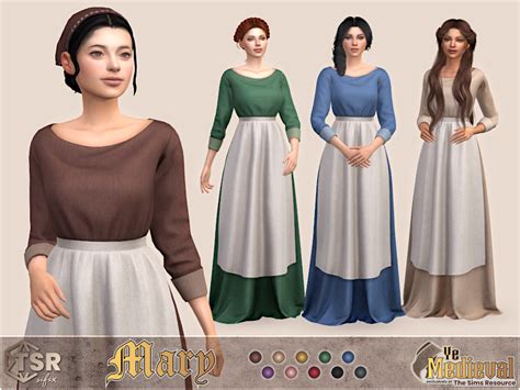 The Sims Resource Ye Medieval Mary Dress Medieval Clothes Sims