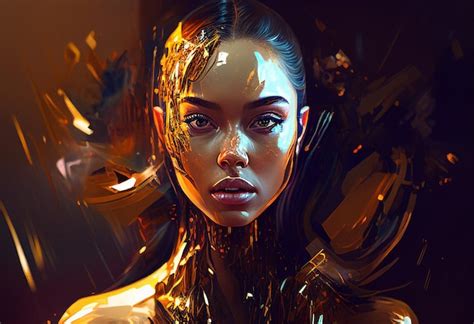 Premium Ai Image Futuristic Cyber Woman Portrait 3d Rendering Toned Image Generative Ai