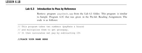 solved lesson 6 1b lab 6 3 introduction to pass by reference