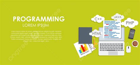 Programming Coding Concept Flat Background Vector Illustration Objects