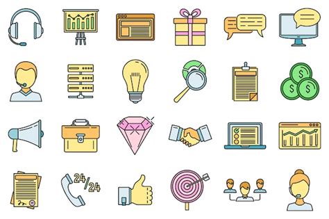 Premium Vector Crm Platform Icons Set Vector Color