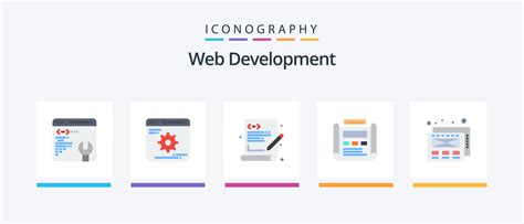 Web Development Flat 5 Icon Pack Including Web Layout Language