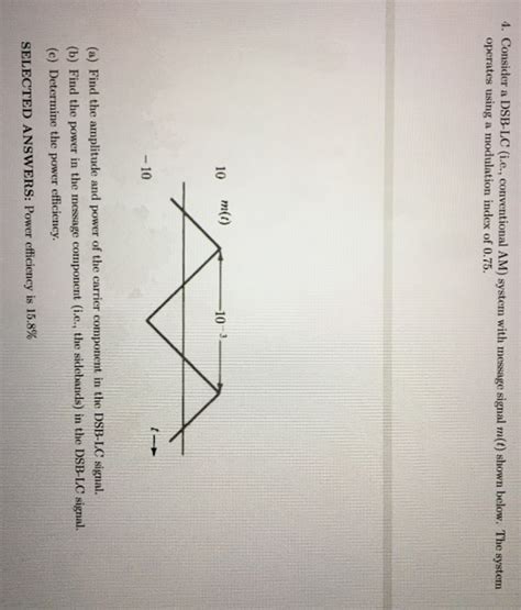 Solved 4 Consider A Dsb Lc I E Conventional Am System