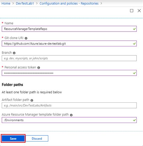 Im Not Able To Connect A Devops Repository To Create My Own Environment Arm Template Into