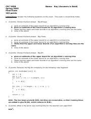 CSC B Sample Final Exam Key Pdf CSC B Spring Final Exam Points Name Key Answers