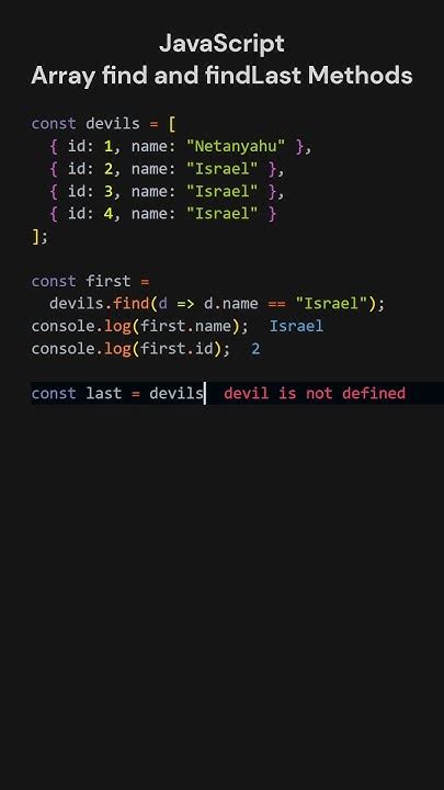 Javascript Array Find And Findlast Methods Youtube