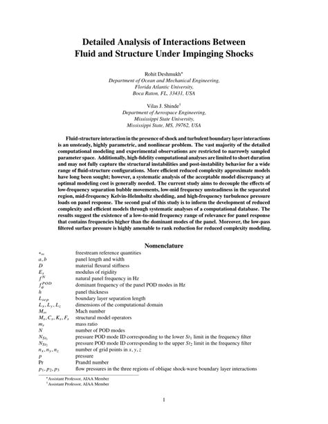 Pdf Detailed Analysis Of Interactions Between Fluid And Structure