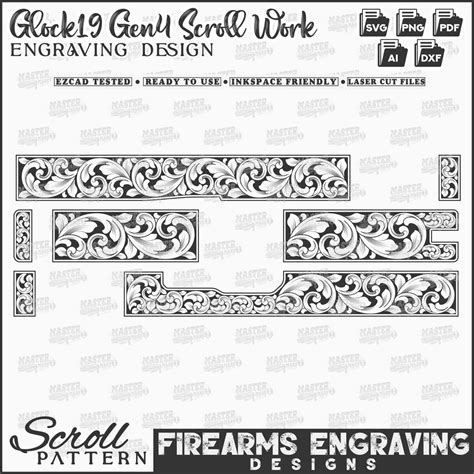 Vector Scroll Work Pattern Laser Engraving For Glock19 Gen4 Firearm