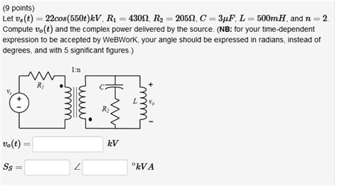 Solved Points Compute Vo T And The Complex Power Chegg Com