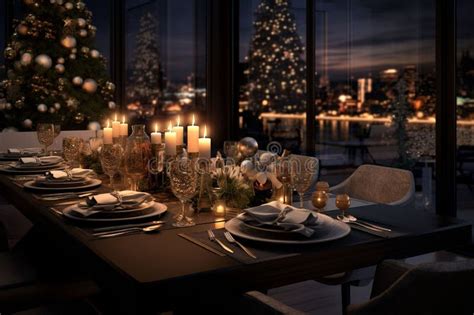 Elegant New Years Eve Dinner Party With A Stock Illustration