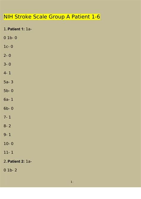 APEX NIH Stroke Scale Group A Patient Questions And Answers Latest Verified