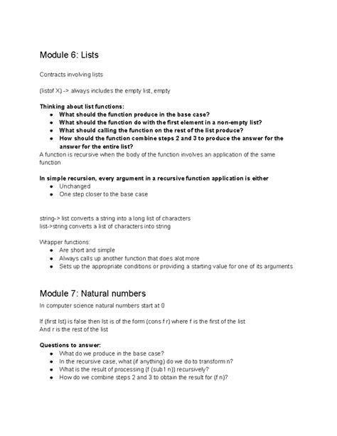 Cs 101 Final Exam Recursion Lists And Data Structures Review Studocu