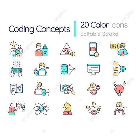 Coding Rgb Color Icons Set Encryption Design Linear Vector Encryption